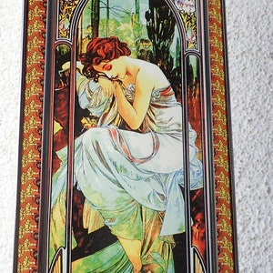 Alphonse Mucha - Night, Stained Glass and Print on Canvas. (canvas 280 ...