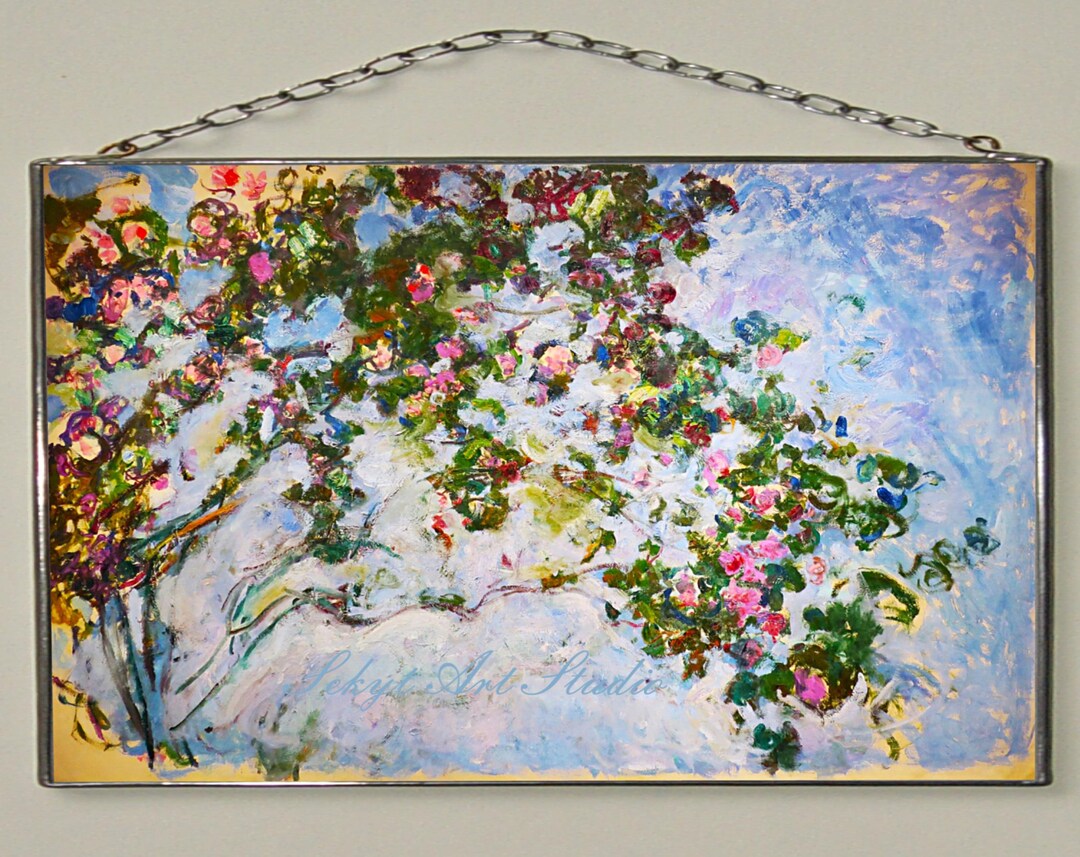 Claude Monet - ROSES, Stained Glass and Print on Canvas. (canvas 280 ...