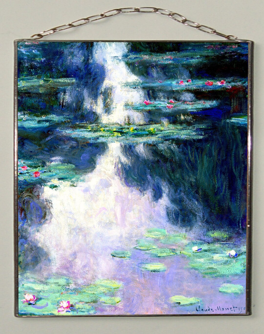 Claude Monet Water Lilies, Stained Glass and Print on Canvas. canvas ...