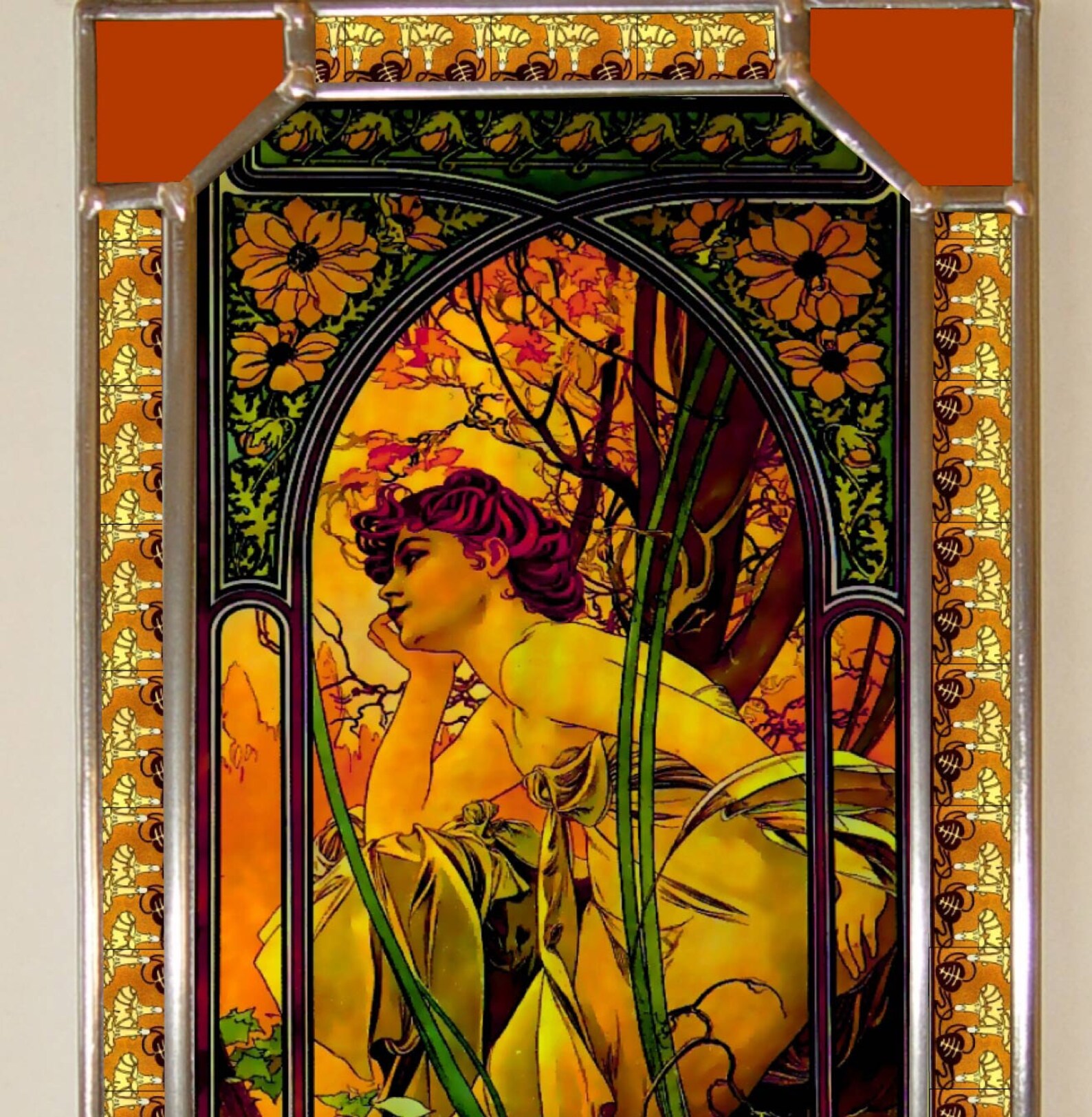 Alphonse Mucha Evening Stained Glass and Printing on - Etsy