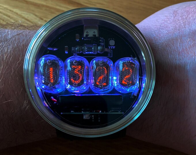Nixie Tube Watch Wrist IN-17 Clock Ticker Style Compact Neon-lit ...