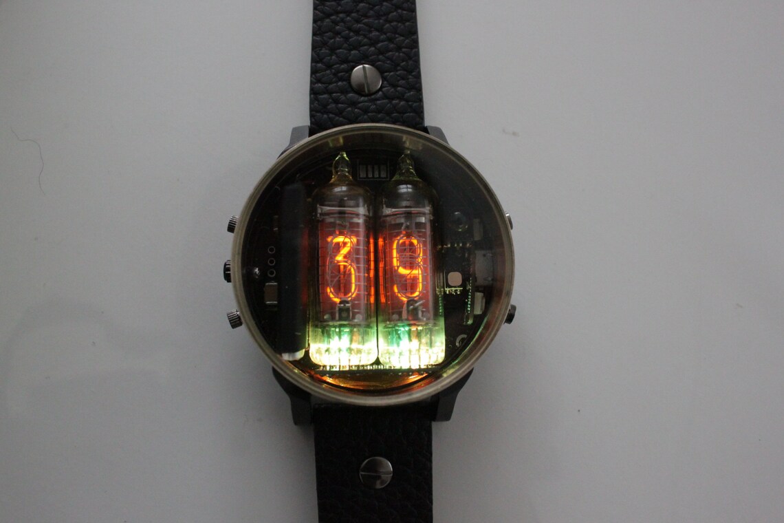 Nixie Tube Watch Wrist IN-16 Clock With Ultra Rare Grid and - Etsy