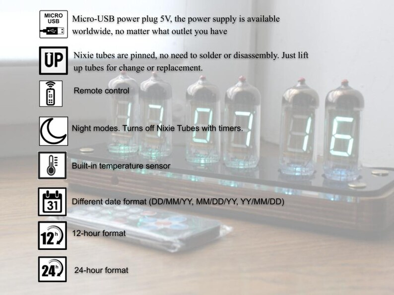 Assembled VFD Nixie Tube Clock: Steampunk Retro Cyberpunk Desk Decor - Etsy