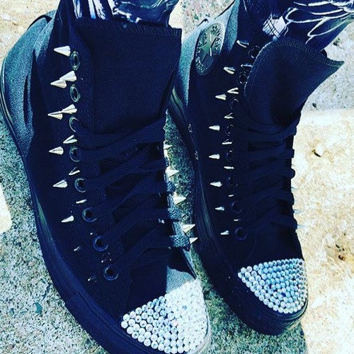 Rhinestone Converse Shoes With Spikes - Etsy