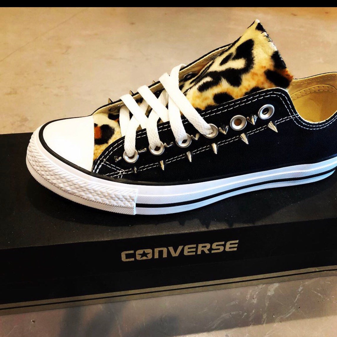 Leopard Spiked Converse Chuck Taylor All Star Shoes - Etsy