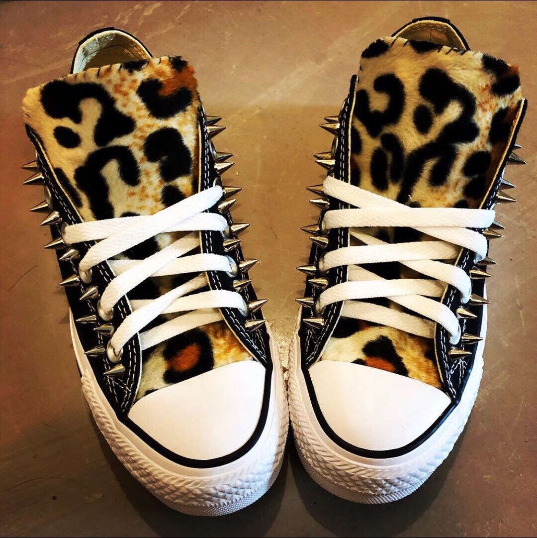 Leopard Spiked Converse Chuck Taylor All Star Shoes - Etsy