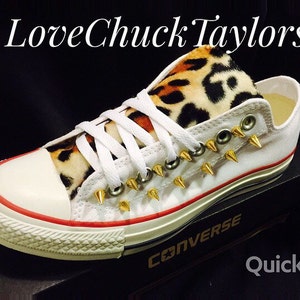 Leopard Print Converse Shoes Spiked - Etsy