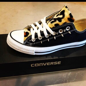Leopard Print Converse Shoes Spiked - Etsy