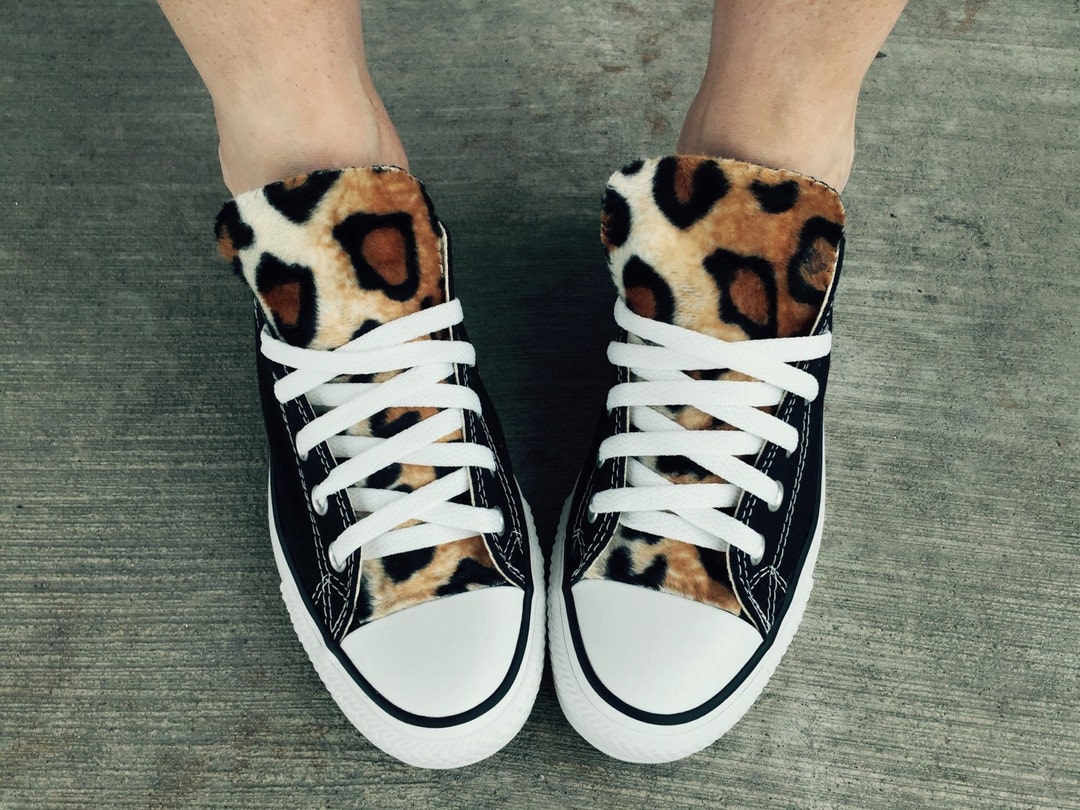 Leopard Print Converse Shoes - Etsy