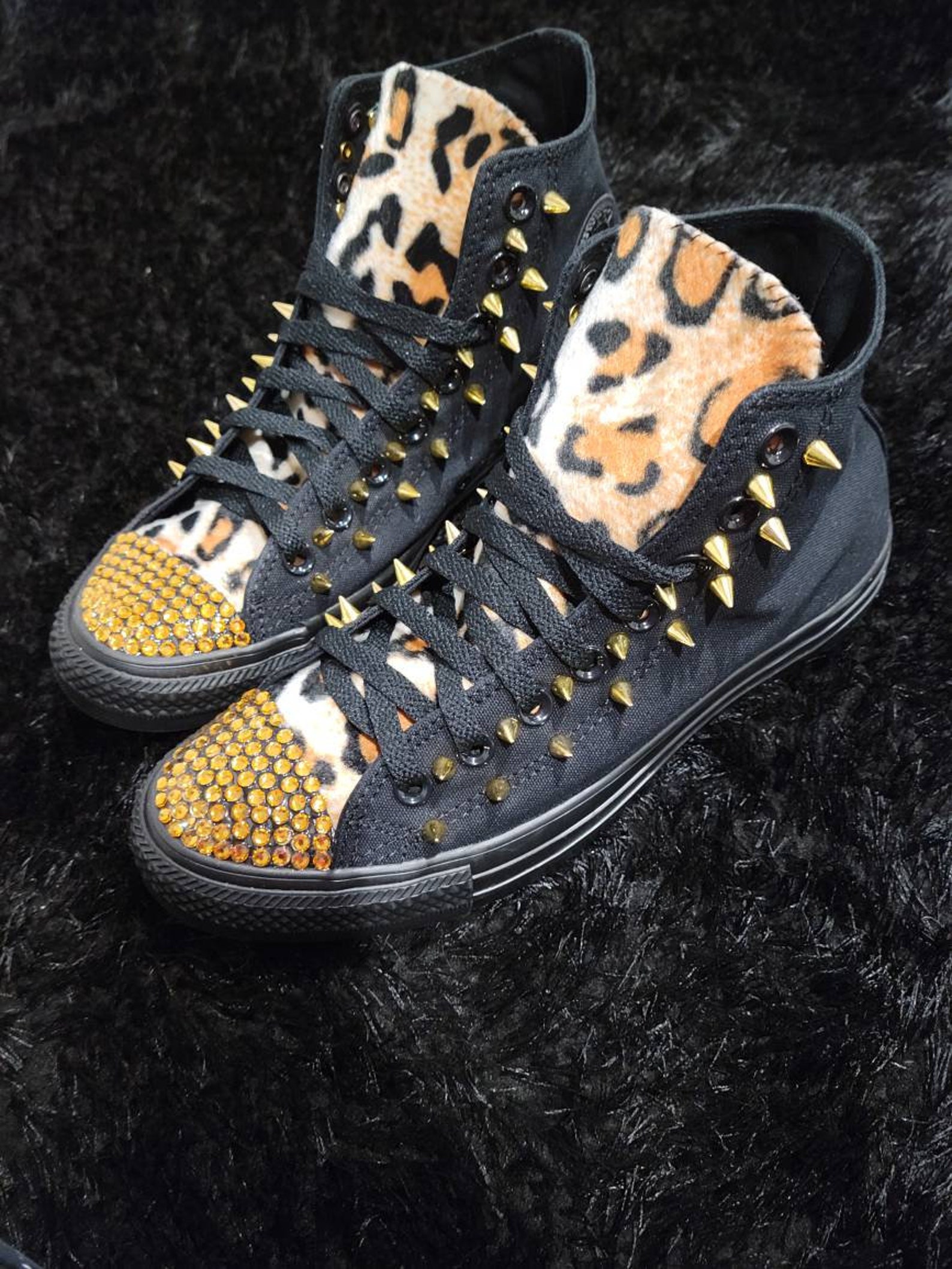 Rhinestone Converse Shoes With Spikes - Etsy