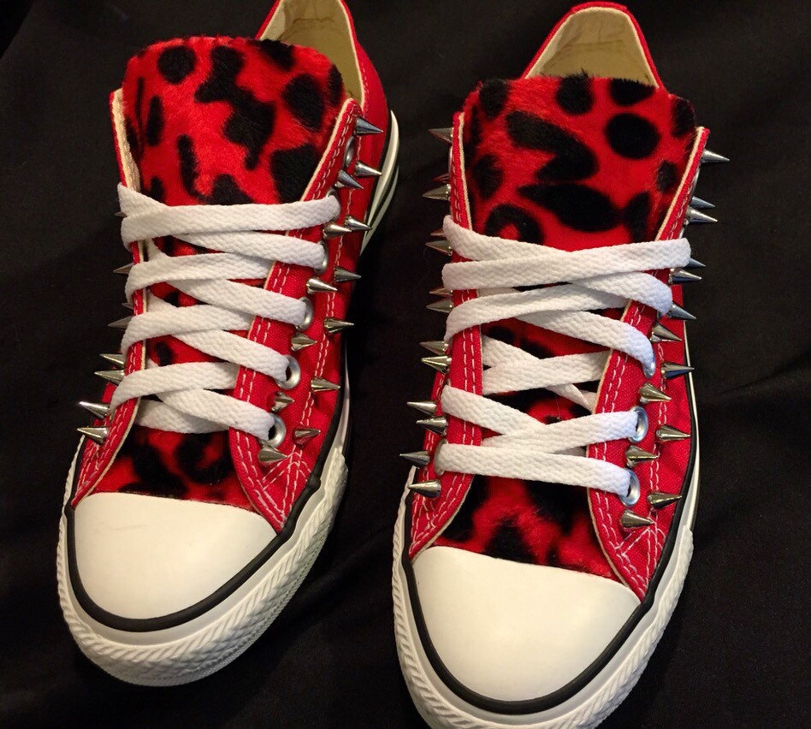 Leopard Spiked Converse Shoes - Etsy