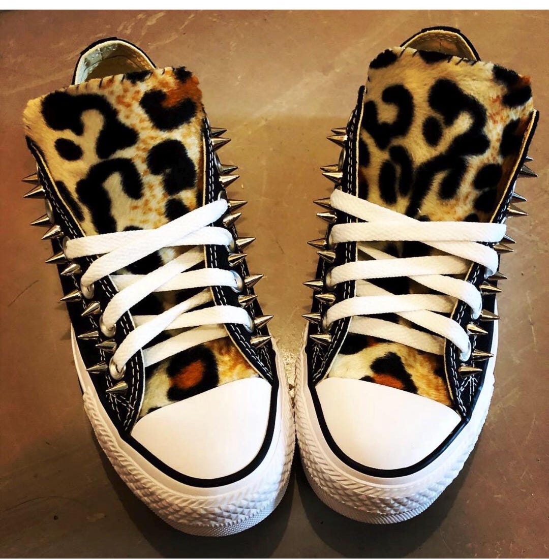 Leopard Print Converse Shoes Spiked - Etsy