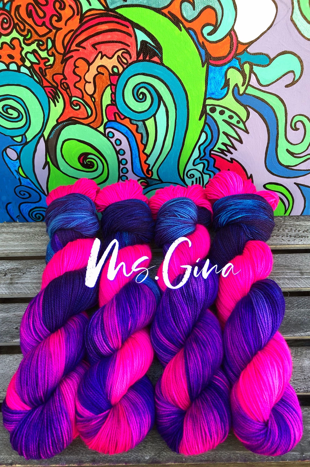 Ms. Gina Hand-dyed Merino Yarn: Hot Pink, Purple, Peacock Blue - Etsy