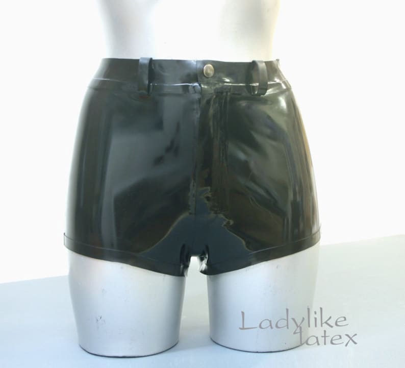 Latex Rubber Shorts With Front Zip and Press Stud Fastening - Etsy
