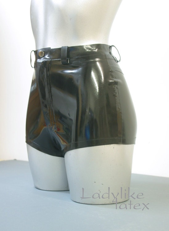 Latex Rubber Shorts With Front Zip and Press Stud Fastening - Etsy UK