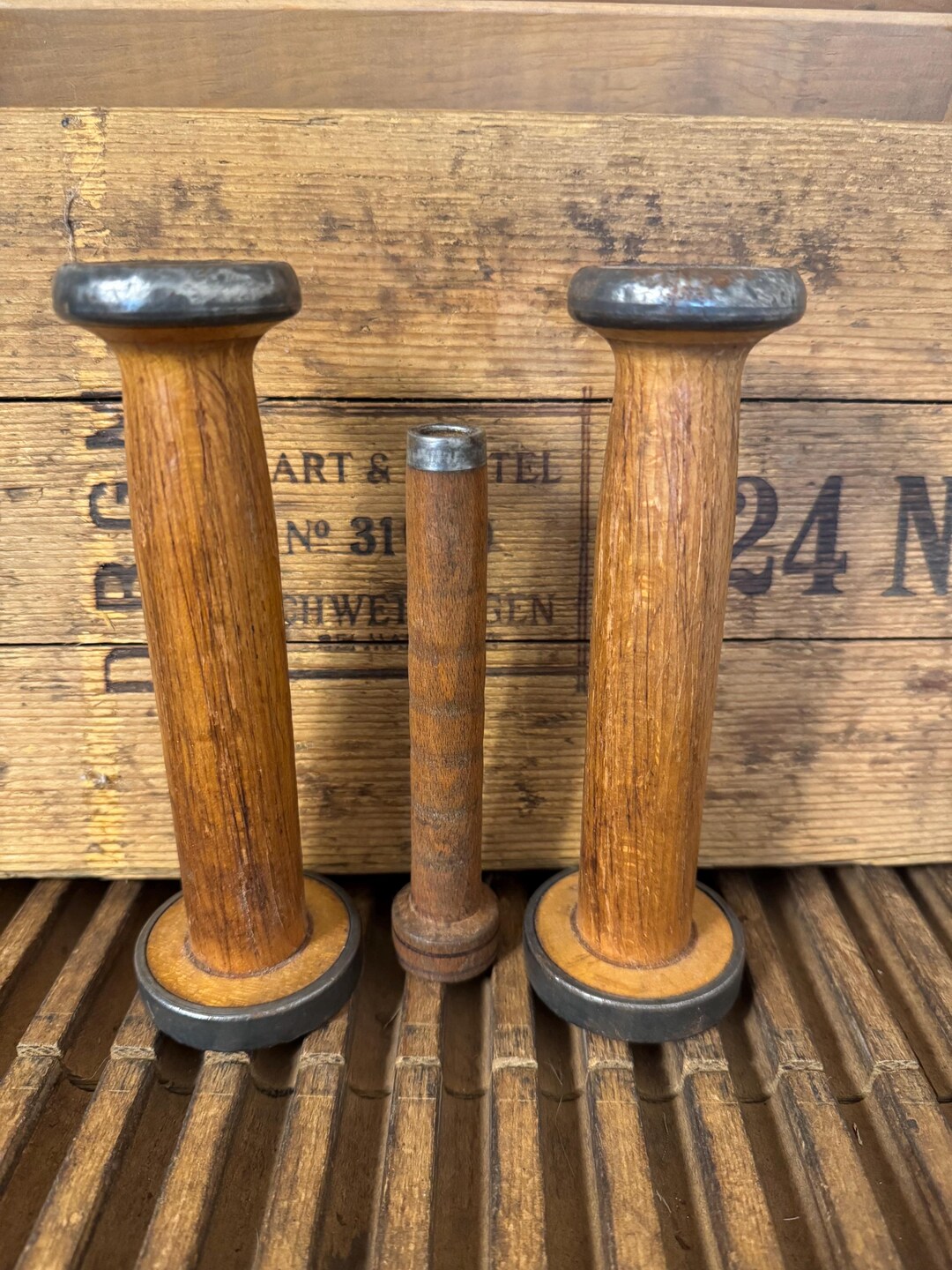 Set of Three Vintage Bobbins Spools Farmhouse Country Rustic - Etsy