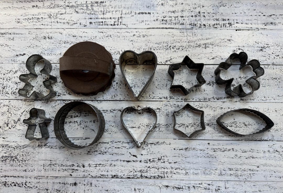 Vintage Metal Cookie Cutters - Christmas, Assorted Designs, Tarnished ...