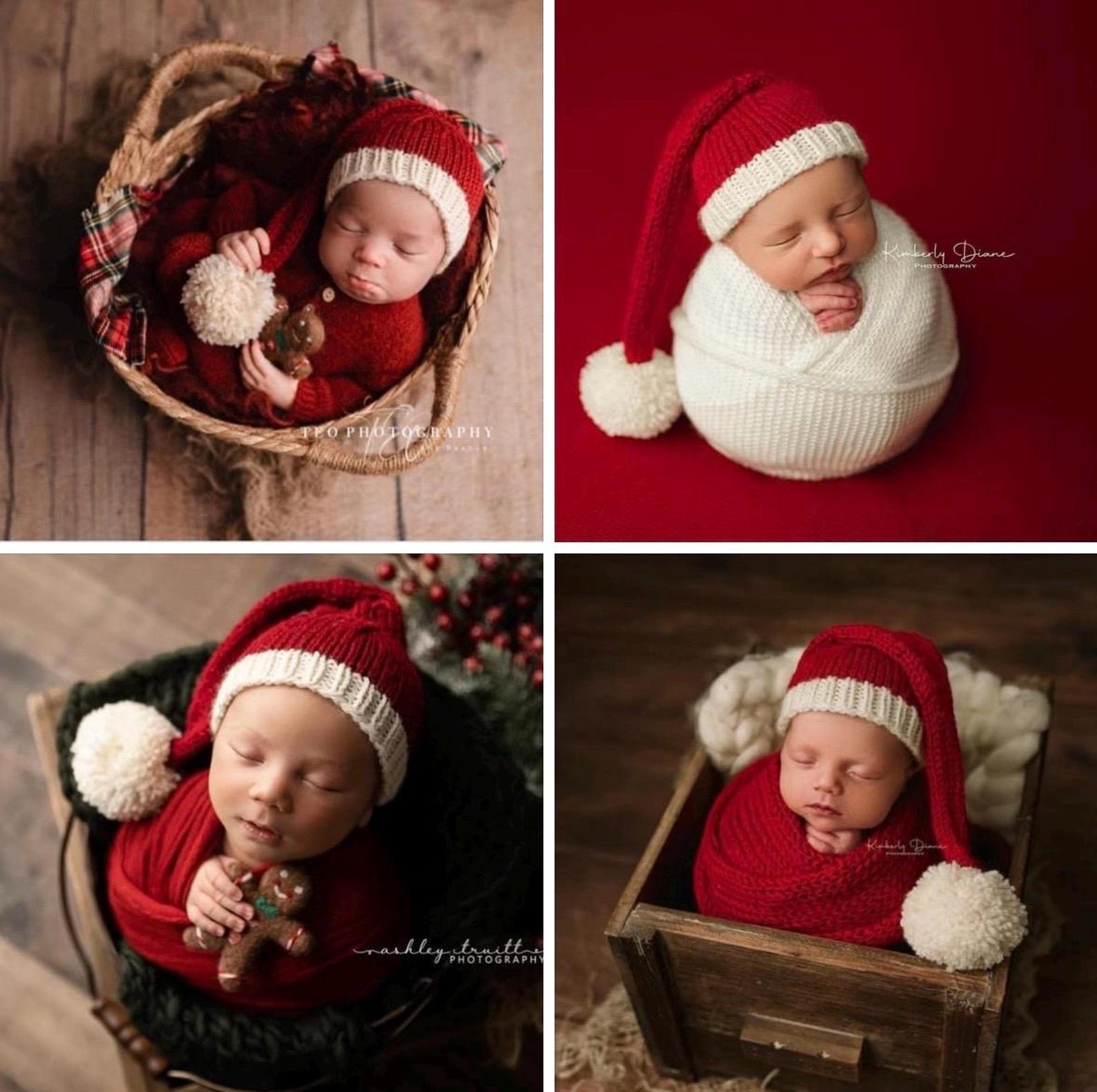 The {vintage Santa Baby} Sleepy Cap With Yarn Pom and Wrap Set - Etsy