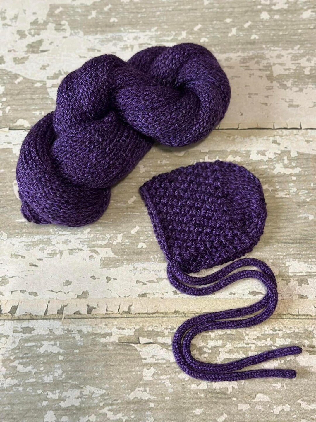 The {grape Heather} Basket Weave Bonnet & Knit Wrap Set - Etsy