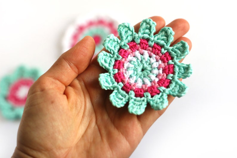 Color Me Flowers Crochet Applique Collection, Colorful Rainbow Handmade ...