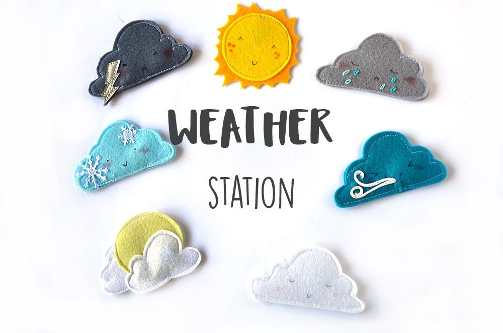 Weather station pieces Felt / Magnetic 4-6x6-8cm Set of 7 | Etsy