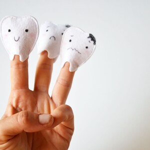 Felt Teeth Finger Puppets, 4x5cm Tooth, Set of 3 - Etsy Israel