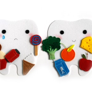 Little Happy Tooth - Sad Tooth, Felt Sorting Activity Good and Bad Food ...