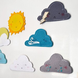 Weather Station Pieces, Felt / Magnetic, 4-6x6-8cm, Set of 7 - Etsy