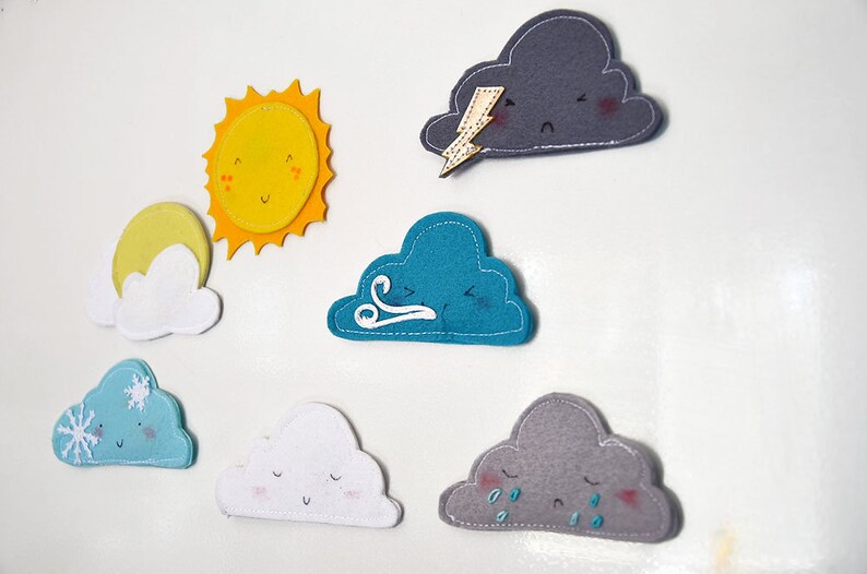 Weather Station Pieces Felt / Magnetic 4-6x6-8cm Set of 7 - Etsy