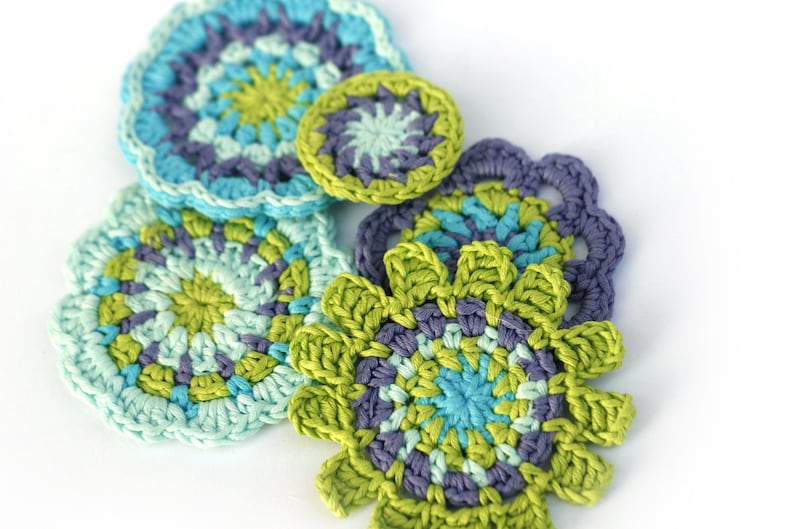 Color Me Flowers Crochet Applique Collection, Colorful Rainbow Handmade ...