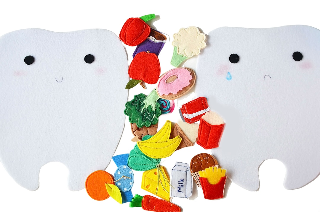 Happy Tooth - Sad Tooth, Felt Sorting Activity Good and Bad Food for ...