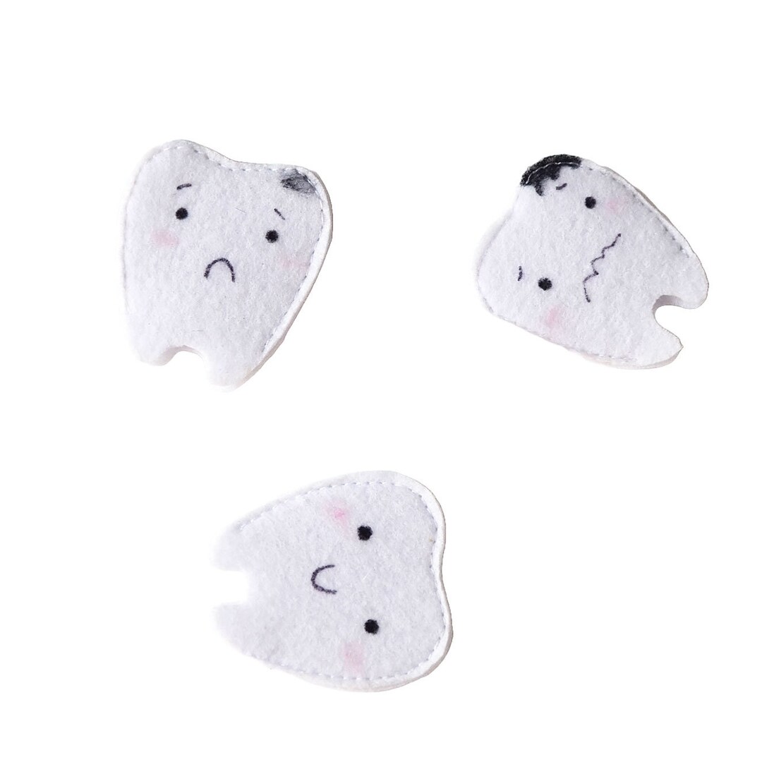 Felt Teeth Finger Puppets, 4x5cm Tooth, Set of 3 - Etsy Israel