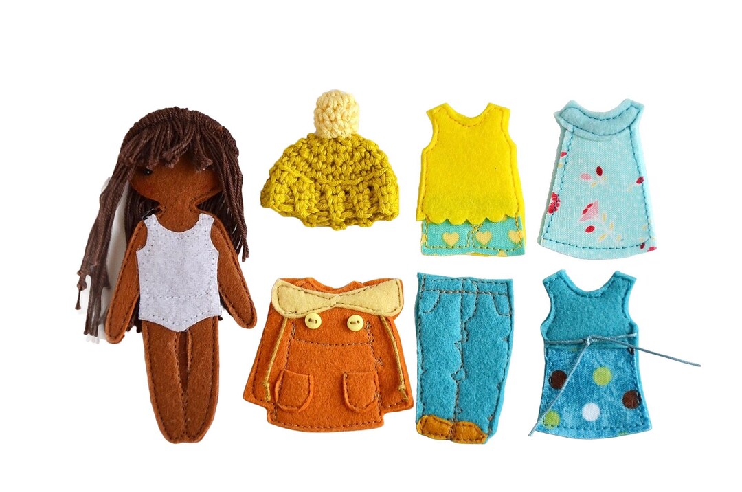Felt "paper" Doll Starter Set #4, Doll Dressing Play Set, Customized ...