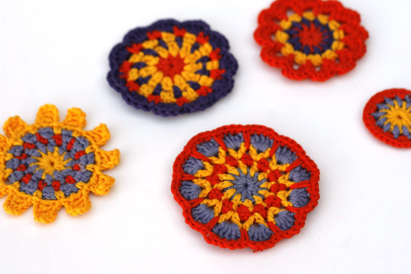 Color Me Flowers Crochet Applique Collection, Colorful Rainbow Handmade ...