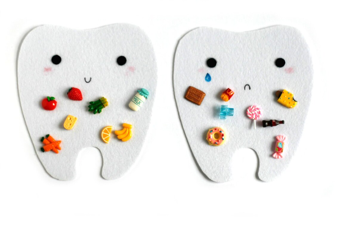 Happy Tooth Sad Tooth With Food Trinkets Good and Bad Food | Etsy