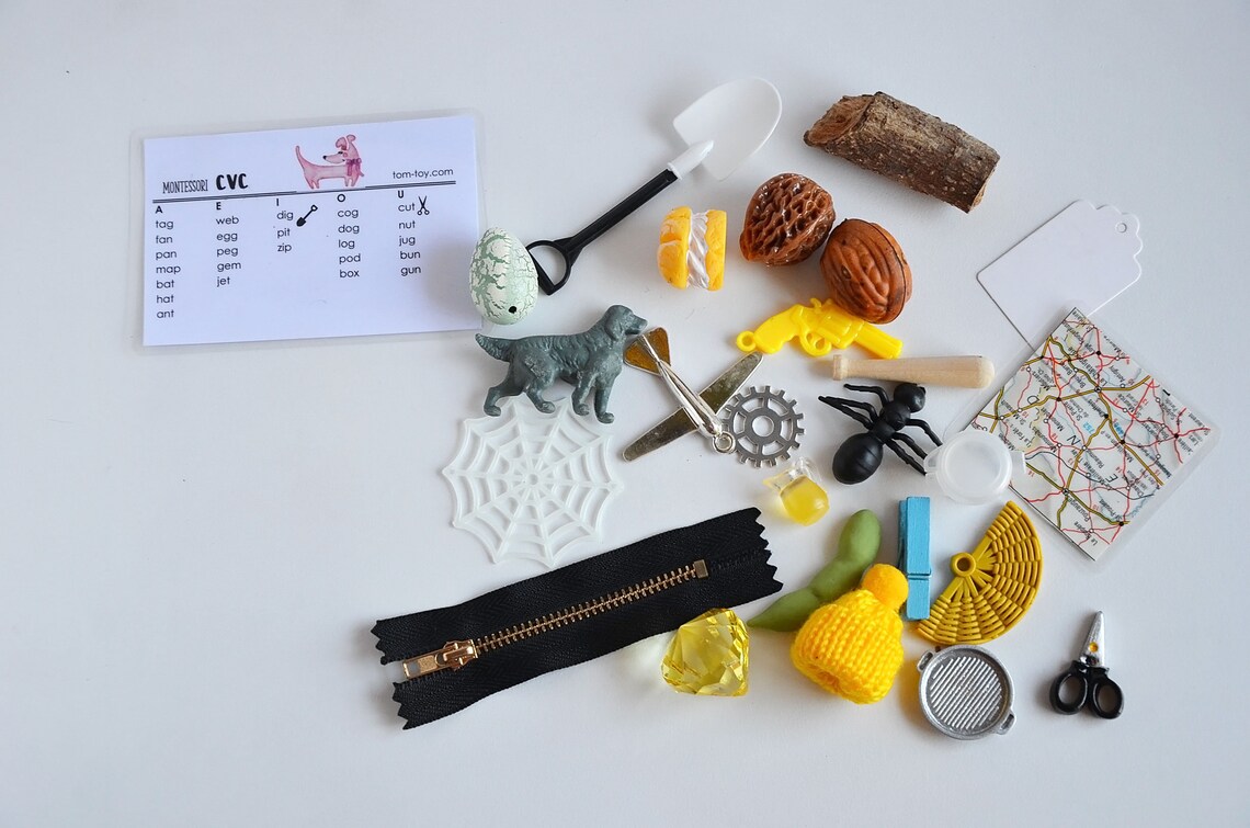 Montessori Pink Series CVC Words Objects Set – Phonics Matching Game ...