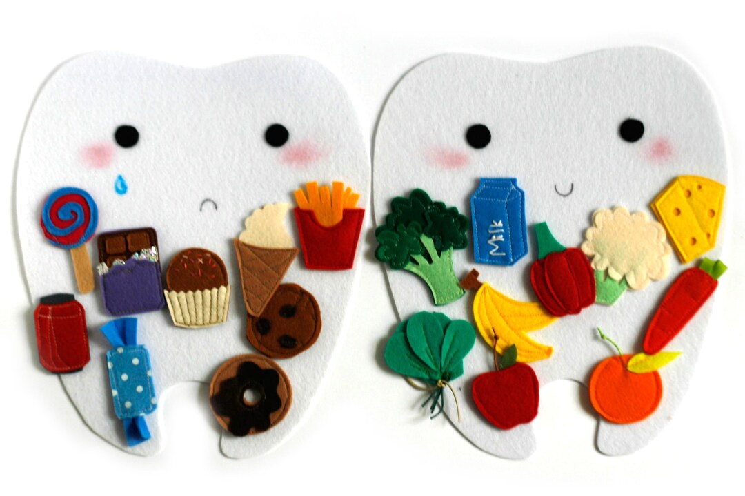 Happy Tooth Sad Tooth, Felt Sorting Activity Good and Bad Food for ...