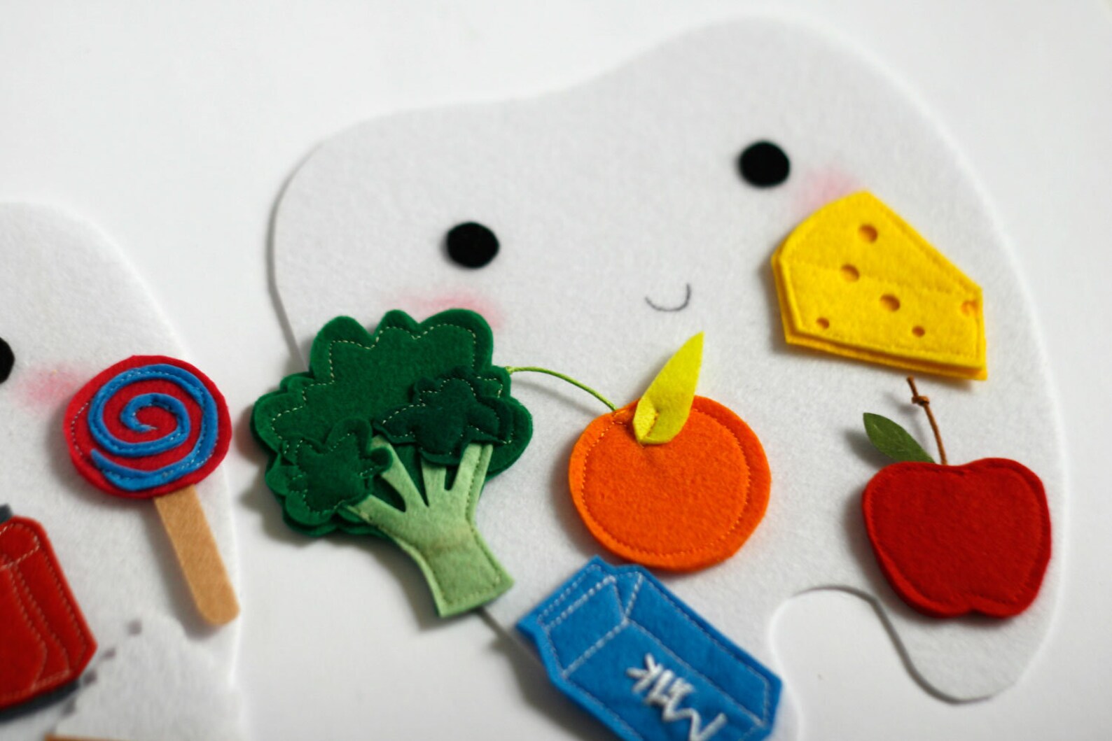 Little Happy Tooth - Sad Tooth, Felt Sorting Activity Good and Bad Food ...