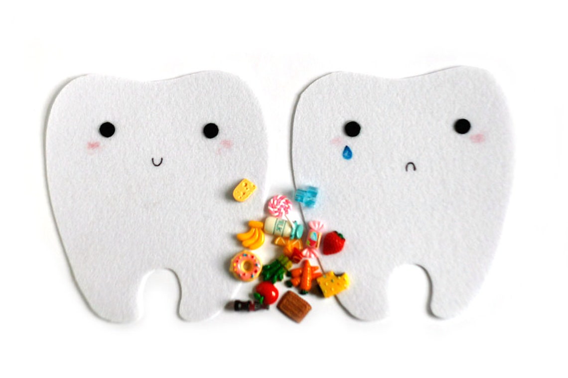 Happy Tooth Sad Tooth With Food Trinkets Good and Bad Food | Etsy