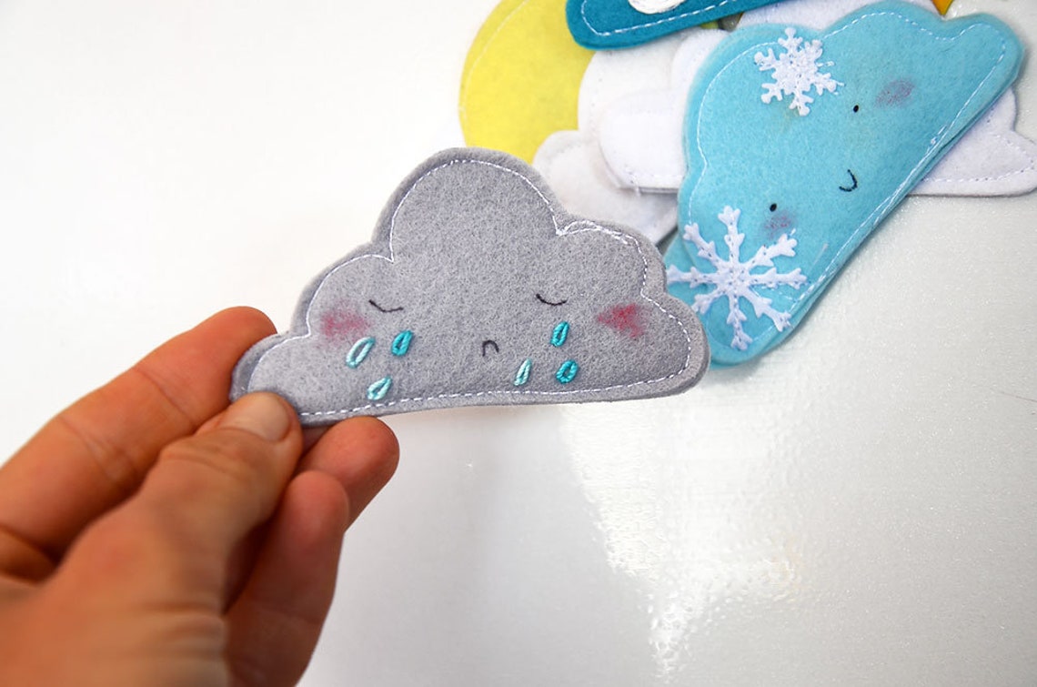 Weather Station Pieces Felt / Magnetic 4-6x6-8cm Set of 7 - Etsy