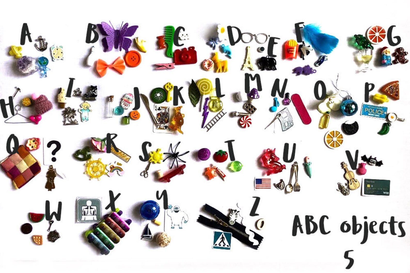 Alphabet Objects for Montessori ABC Box 1-5cm 1/3/5 Objects - Etsy Israel