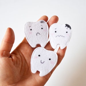 Felt Teeth Finger Puppets, 4x5cm Tooth, Set of 3 - Etsy Israel