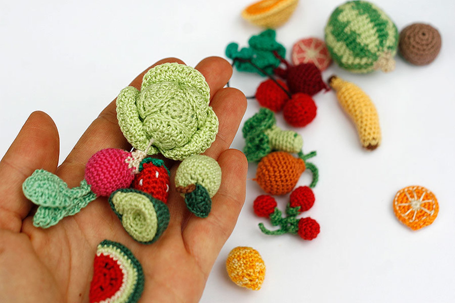 Miniature Crochet Fruits and Vegetables, Dollhouse Food Miniatures ...