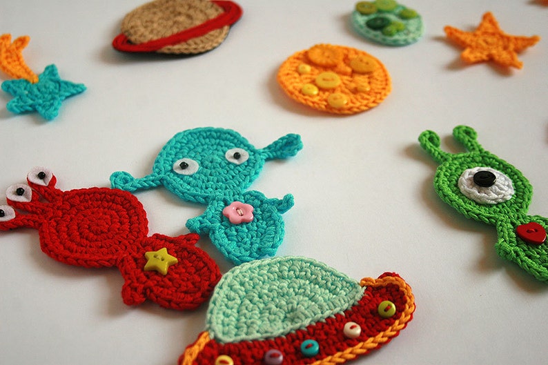 Outer Space Tomtoy Crochet Appliques 1 Piece/set | Etsy