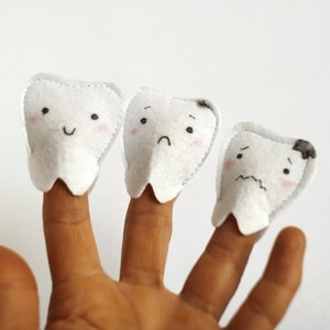 Felt Teeth Finger Puppets 4x5cm Tooth Set of 3 - Etsy Israel