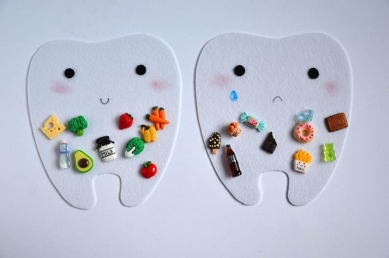 Happy Tooth - Sad Tooth With Food Trinkets, Good and Bad Food for Teeth ...