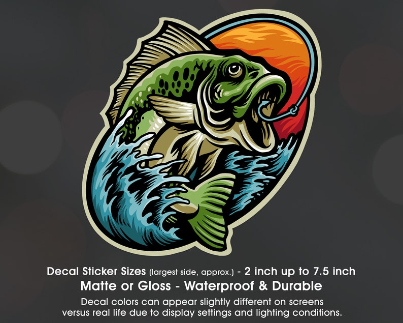 Bass Fishing Water Scene Vinyl Decal Sticker Sizes 2 Inch up - Etsy