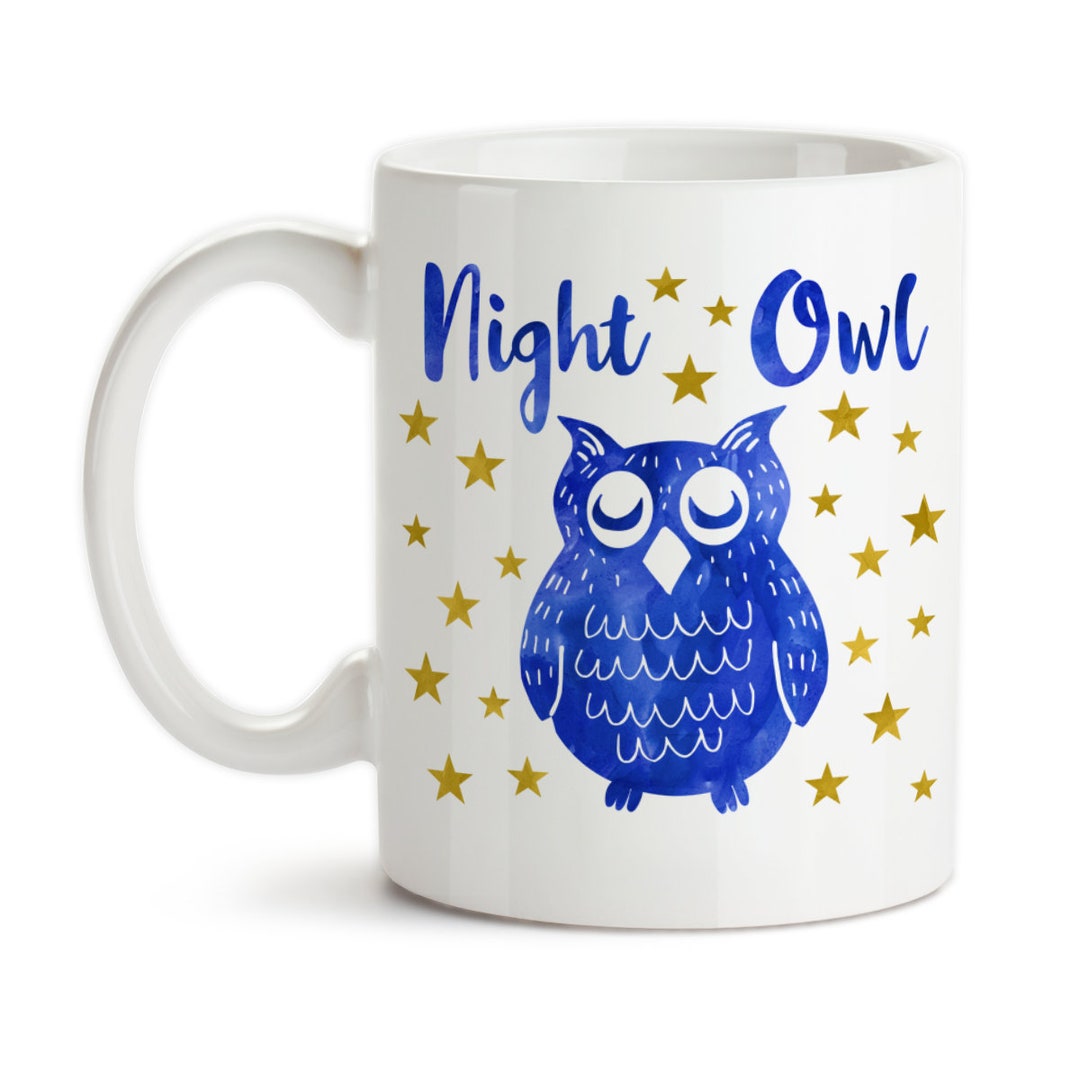 Coffee Mug, Night Owl, Owl Art, Stars, Insomnia, up All Night, Can't ...
