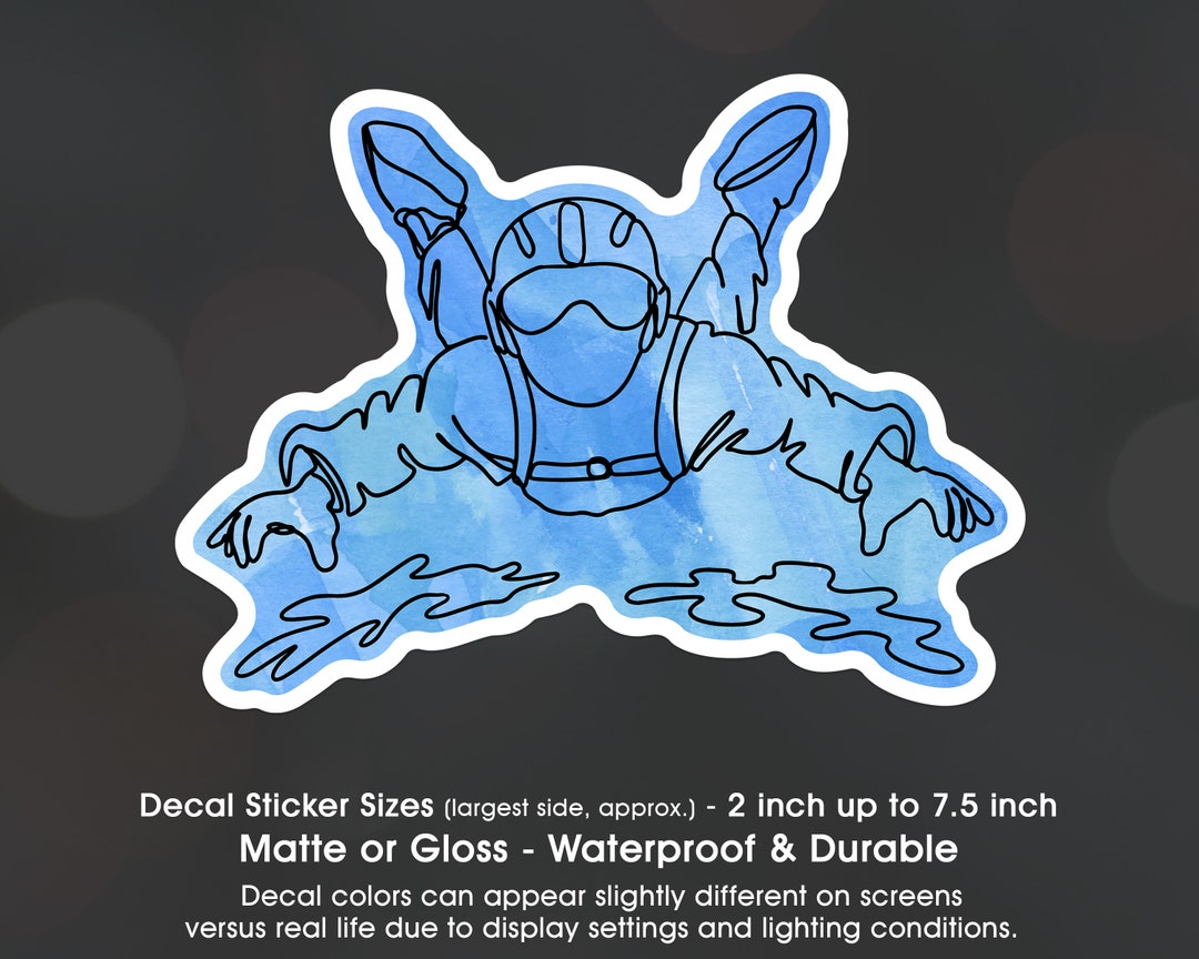 Skydiver Parachute Watercolor Sky, Vinyl Decal Sticker Sizes 2 Inch up ...