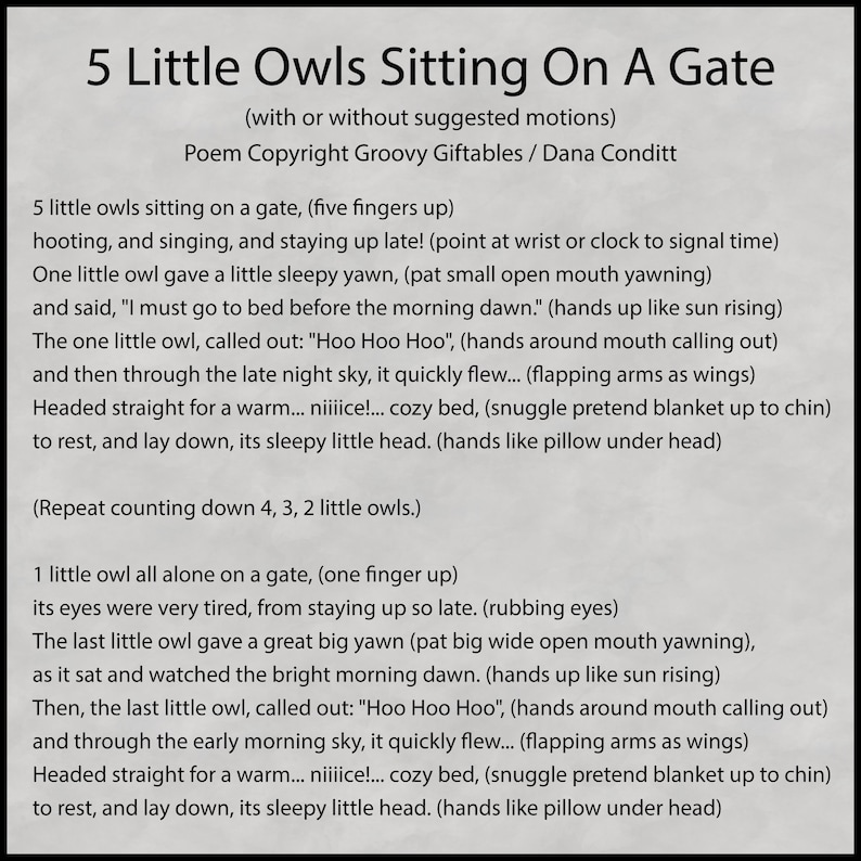 5 Little Owls, 10 Little Owls, Nursery Rhyme, Learn to Count, Felt ...